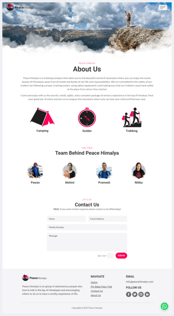 WordPress Website Design Case Study for Peace Himalya